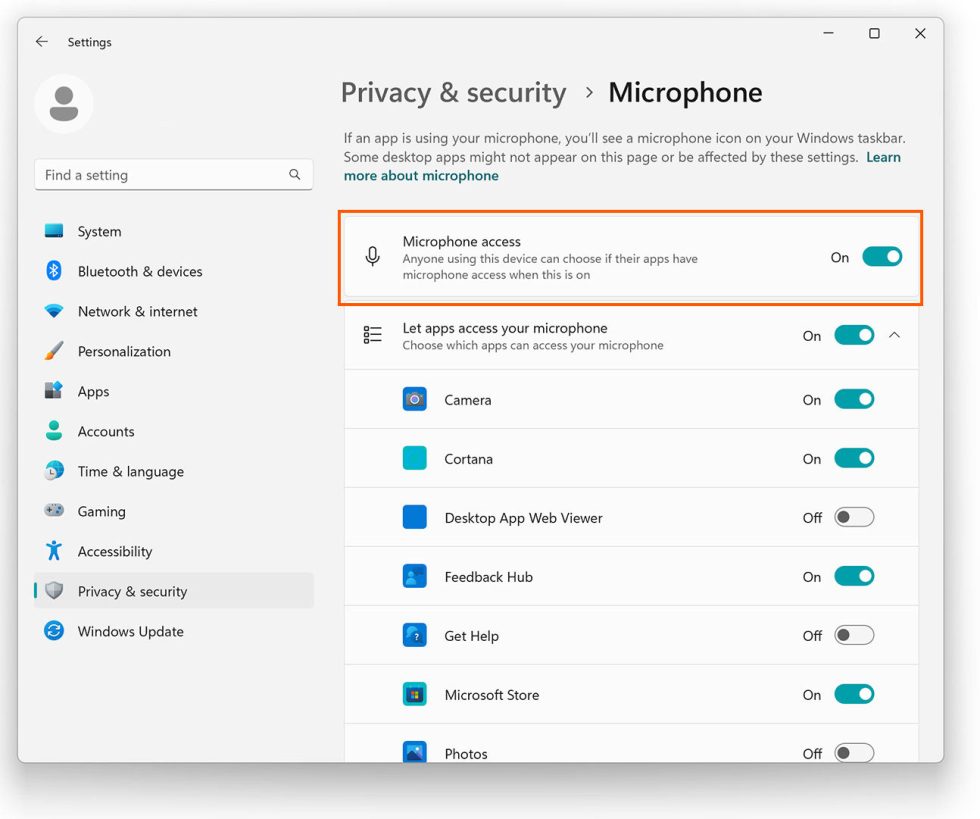 Setup VoiceMeeter with Windows 11: Disable Mic Privacy | VOICEMEETER by ...